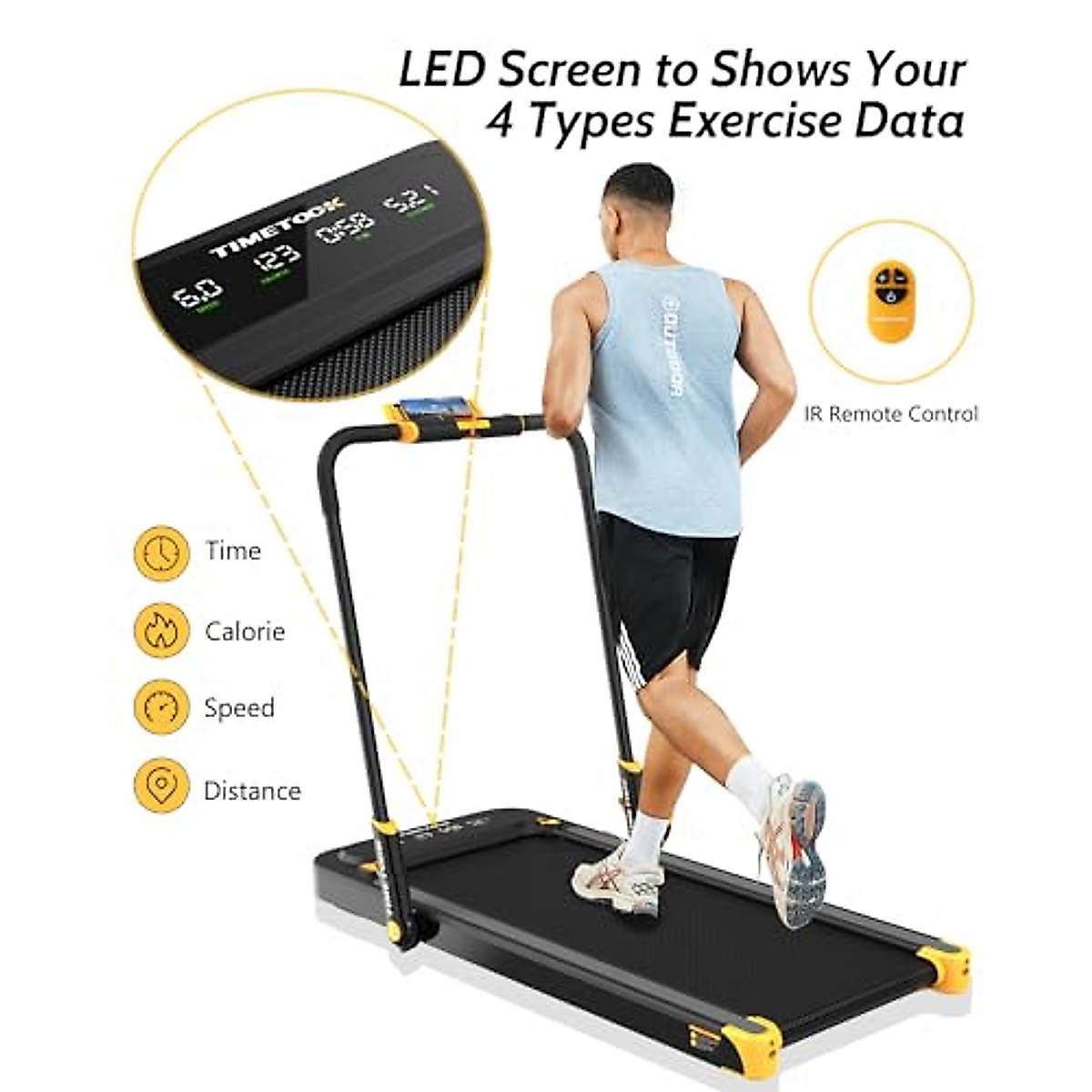 TIMETOOK Under Desk Treadmill, 2 in 1 Folding Treadmill 2.5HP Walking Treadmill with 265lb Weight Capacity, Walking Pad Design, Electric Foldable Treadmill for Home Office