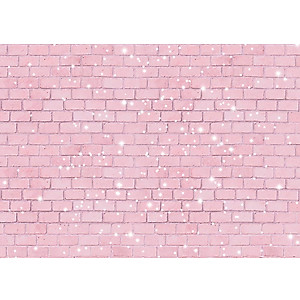 Retro Pink Glitter Brick Wall Photography Backdrop 5x3ft Girl Happy Birthday Party Photo Background Baby Shower Bridal Shower Wedding Newborn Banner Cake Table Decorations Photo Booth Props