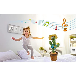 Ferlert Dancing Cactus,Talking Cactus Toy, Electronic Dancing Cactus Toy with Lighting,Singing Cactus Recording and Repeat Your Words,Cactus Mimicking Toy Green A