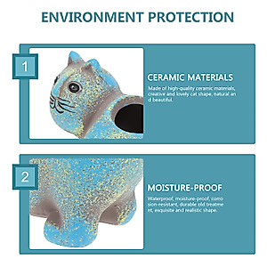 Yardwe Ceramic Succulents Pots Creative Cat Shaped Flower Plant Pot Glitter Animal Bonsai Plant Container Home Office Desk Gifts