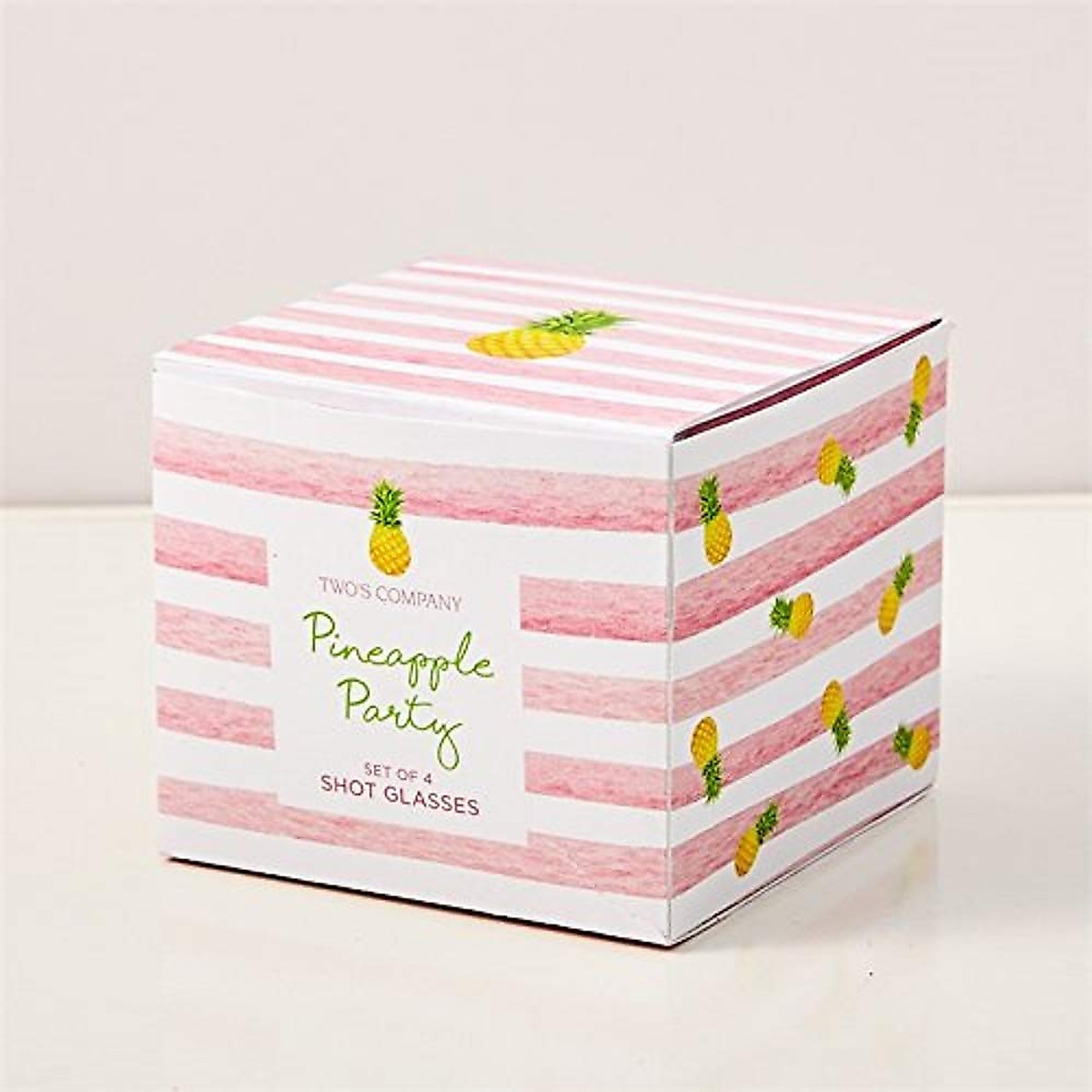 Twos Company Pineapple Party Set of 4 Shot Glasses in Gift Box - Glass