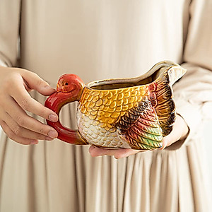 YINYUEDAO Turkey Shaped Tea Pot with Infusion - Blooming and Loose Leaf Tea, Stovetop Safe Ceramic Teapot - Stovetop Teapot for Women and Adults - A Gift for Grandma