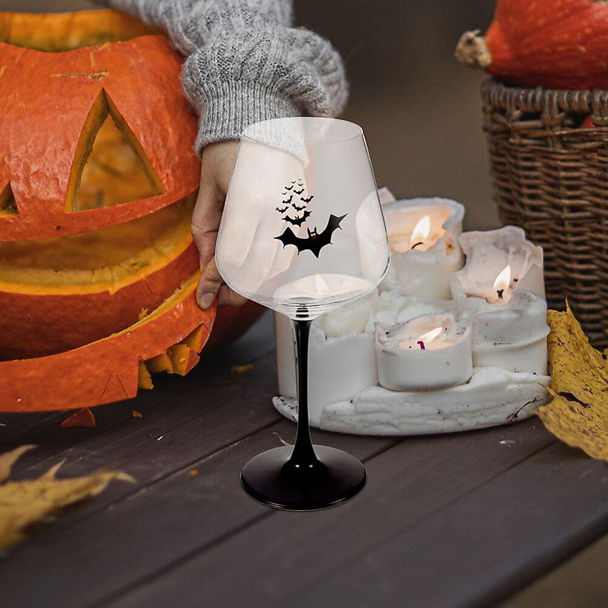 GANAZONO 2pcs Halloween Glass Cups Halloween Wine Goblet Halloween Cocktail Accessories Pudding Cups Halloween Drinking Glasses Halloween Wine Glasses Drinks Goblet Bat Style Water Cup