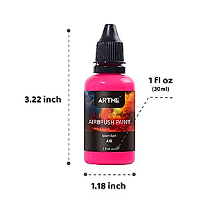 ARTME Airbrush Paint, 24 Colors Airbrush Paint Set Include Metallic and Neon Colors, Opaque & Water Based Acrylic Airbrush Paint, Leather & Shoe Airbrush Paint Kit for Artists, Beginners, and Students