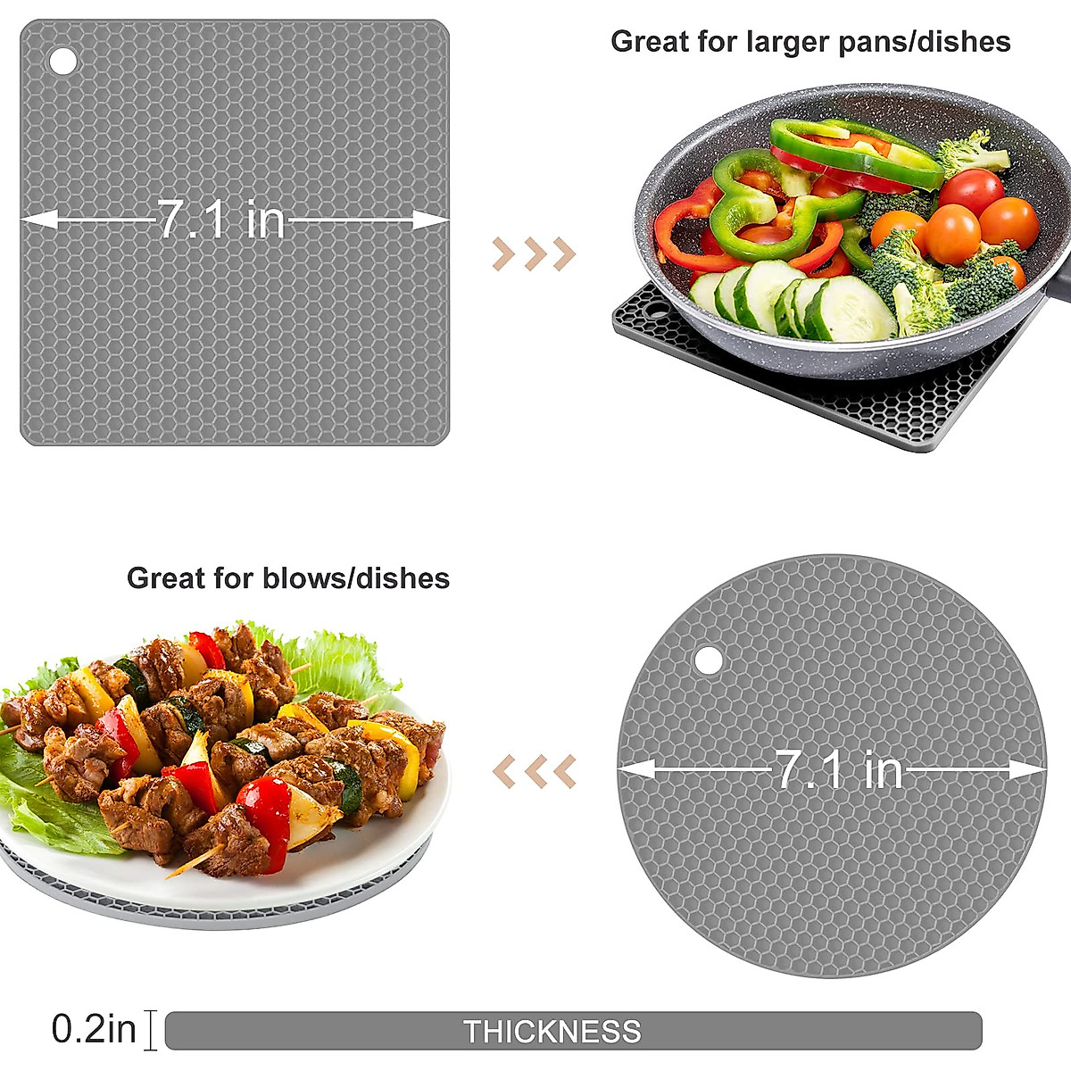 Silicone Trivet Mats - Heat Resistant Trivet Mats Pot Mat Pot Coaster for Countertop, Spoon Holder, Gripper Pad, Hot Pots and Pans