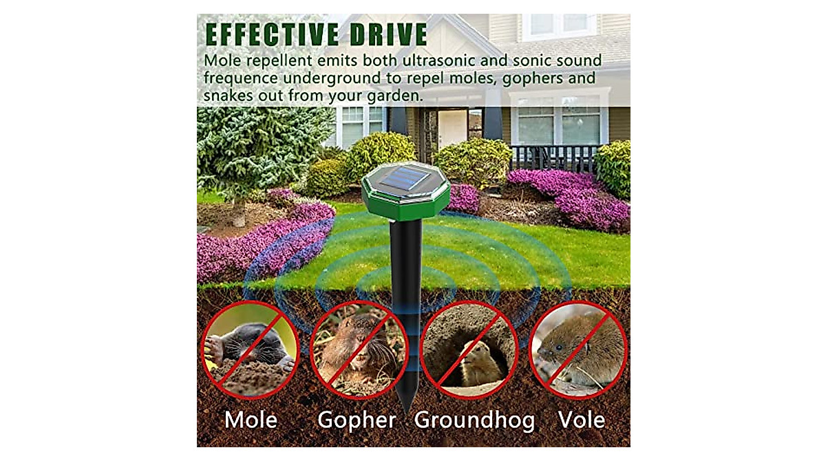 Solar Mole & Gopher Repellent 12-Pack | Ultrasonic Outdoor
