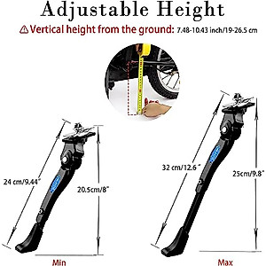 Cyfie Bike Kickstand for 16 18 20 inch Wheel, Adjustable Center Mount Bicycle Kickstand for Kids Bike Aluminum Alloy Children's Kick Stand for 16 18 inch Wheel with 20 22 Inch Sub-Rod