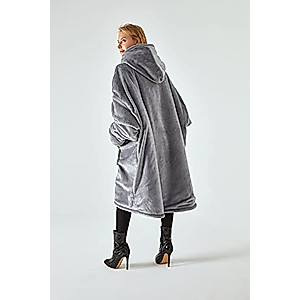 Sviwdsk, Weighted Blanket Sweatshirt for Women and Men,Traveling and Outdoor Activities Zip Up Blanket Hoodie,Thick Flannel Fuzzy Blanket with Sleeves and Giant Pocket,39x36,Gray, Adult