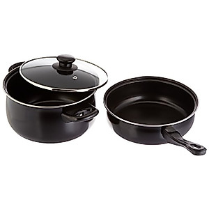 Gibson Home Back to Basics Carbon Steel Nonstick Cookware Set, 7-Piece, Black