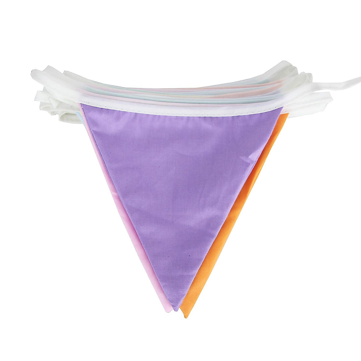 INFEI Multicoloured Pastel Double Layer Cotton Fabric Pennant Flags Bunting Banner Garlands for Wedding, Birthday Party, Outdoor & Home Decoration (10M/32Ft)