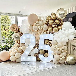White Sand Balloons 105Pcs 18/12/10/5 Inch Different Sizes Cream Beige Balloon Arch Kit for Birthday Baby Shower Wedding Bridal Graduation Decoration Valentines Party Supplies