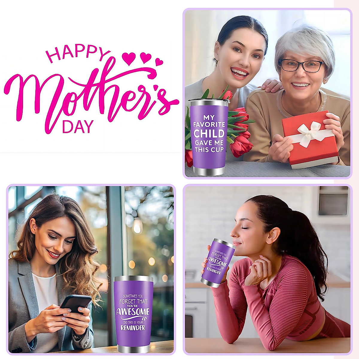 Gifts for Mom From Daughter Son - Mothers Day Birthday Gifts for Women - Sometimes You Forget You Are Awesome - Inspirational Mug Birthday Gift for Mom, Grandma from Daughter Son - 20 Oz Tumbler