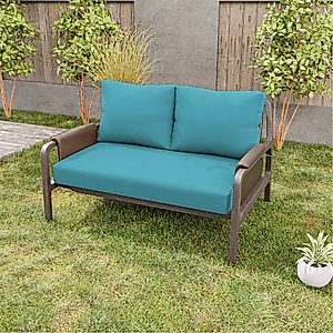 Pakunoda Outdoor Loveseat Cushion Set, 46 x 26 inch, Water Repellent, Fade Resistant, Cushion Set for Couch, Bench, and Swing 46 x 26 inch, Lake Blue