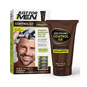 Just For Men Control GX Grey Reducing Shampoo, Gradual Hair Color for Stronger and Healthier Hair, 4 Fl Oz - Pack of 1 (Packaging May Vary)