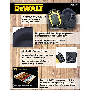 Custom Leathercraft DEWALT DG5204 Professional Kneepads with Layered Gel and Neoprene Fabric Liner, Large