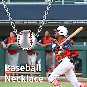 Baseball Necklaces for Women Men 925 Sterling Silver Baseball Pendant with 18 Inches Chain Sports Jewelry for Baseball Lover