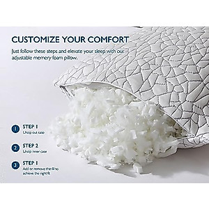 Dafinner Shredded Memory Foam Body Pillow for Adults, Removable Cooling Bamboo Rayon Cover, Soft-to-Firm Adjustable Loft, Full Body Long Bed Pillow for Stomach, Back or Side Sleepers, 20x54”