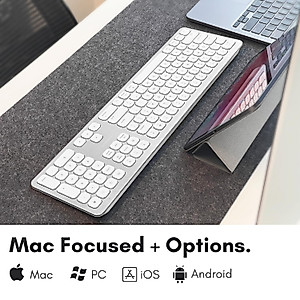 Macally Premium Bluetooth Keyboard for Mac - Multi Device - Compatible Apple Keyboard with Numeric Keypad - Wireless Keyboard for MacBook Pro/Air, Mac Mini Pro, iMac, Laptop