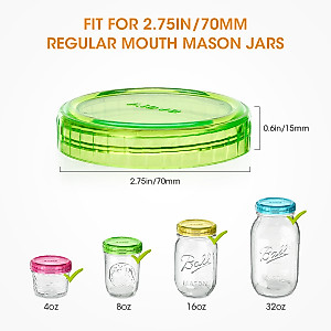 Aieve Mason Jar Lids Regular Mouth, 8 Pack Clear Plastic Mason Jar Lids for Ball, Kerr Canning Jars, Reusable Canning Lids Mason Jar Tops, Leak-Proof & Airtight