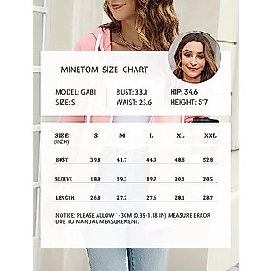 Minetom Women's Full Zip Up Hoodies Long Sleeve Color Block/Solid Hooded Sweatshirts Jackets with Pocket A Pink