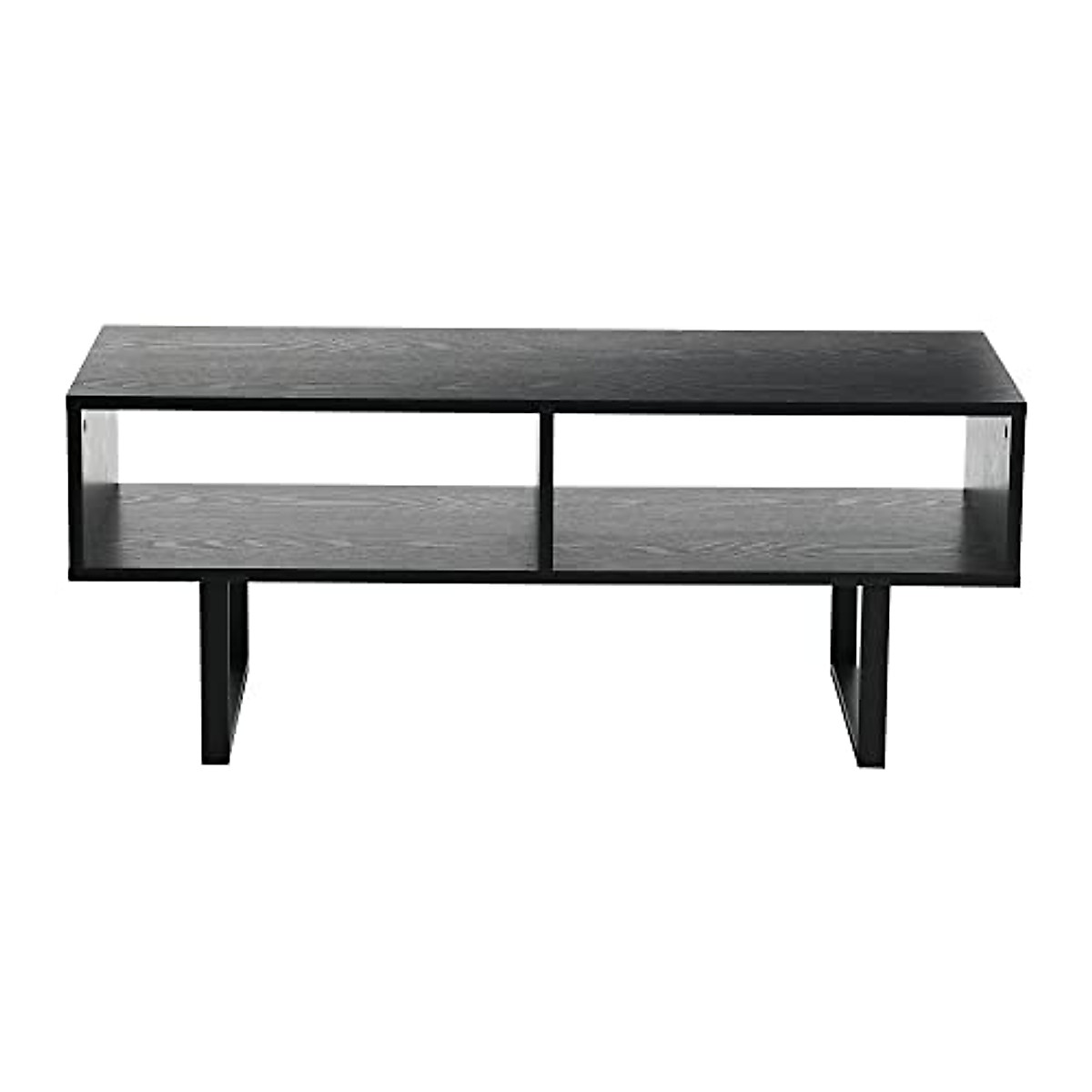Household Essentials Jamestown TV Stand Coffee Table with Rectangular Storage Compartments Black Oak Wood Grain and Black Metal