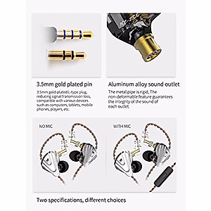 in-Ear Monitors,　KZ ZSX 1DD+5BA Hybrid HiFi Stereo Noise Isolating Sport IEM Earphones/Earbuds/Headphones with Detachable Cable (Without MIC, Cyan)