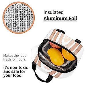 Neutral Boho Rainbow Reusable Insulated Lunch Bag For Women Men Waterproof Tote Lunch Box Thermal Cooler Lunch Tote Bag For Work Office Travel Picnic
