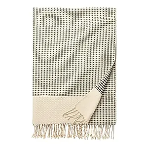 Amazon Aware Woven Cotton Throw Chevron Block Blanket - 60 x 80-Inch , Natural/Balsam Green