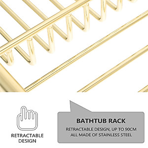 Stainless Steel Shower Tray: European Style Extendable Bathtub Tray for Luxury Bath Stainless Steel Over The Tub Bath Tray for Bathroom Accessories