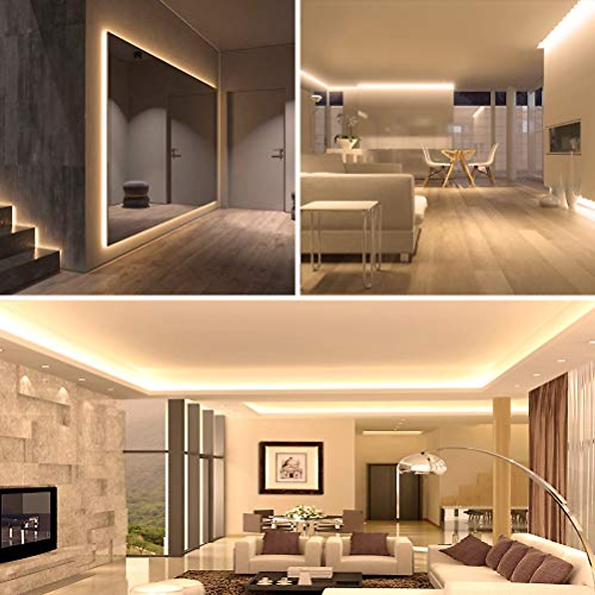 Onforu Warm White LED Strip Lights, 49.2ft 3000K White Dimmable Strip Lighting, 2835 LEDs Tape Light, 15m 12V Adhesive Rope Christmas Light, Flexible Ribbon Light for Kitchen Cabinet Bedroom Wardrobe