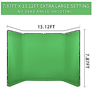 GSKAIWEN 7.87ft x 13.12ft Portable Large Chromakey Green Screen Backdrop with Stand Photography Background Support System for Photo Studio Video Shooting, Live Streaming, Parties, Keying, Stage