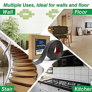 10FT Self Adhesive Vinyl Floor Transition Strip - Linoleum Peel and Stick Laminate Flooring Edge Trim for Joining Floor Carpet Tiles in Bathroom, Bedroom, Kitchen, etc. (1.57IN, Gray)