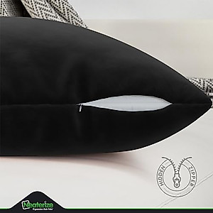 NEATERIZE Premium Velvet Pillow Covers 18x18 Black - Washable Decorative Fabric Throw Pillow Covers for Couch or Bed - Set of 2