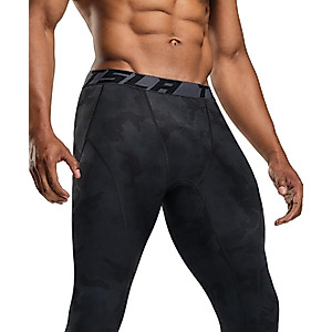 TSLA Men's Thermal Compression Pants, Athletic Sports Leggings & Running Tights, Wintergear Base Layer Bottoms, 2pack Tights Black&red/Woodland Slash Black, X-Large