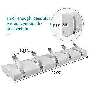BonusAll Wall Mounted Floating Rack Coat Rack Wall Hook Space-Saving Coat Hanger with 5 Retractable, White