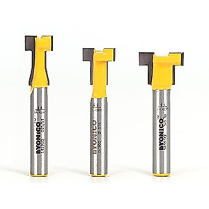 YONICO T Track T Slot Router Bit 3 Bit Set 1/4-Inch Shank 14392q