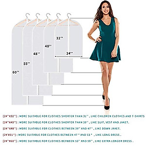 Perber Hanging Garment Bags Clear Suit Bag (Set of 12) Lightweight Dust-Proof Clothes Cover Bags with Full Zipper for Closet Storage and Travel -24'' x 40''/12 Pack