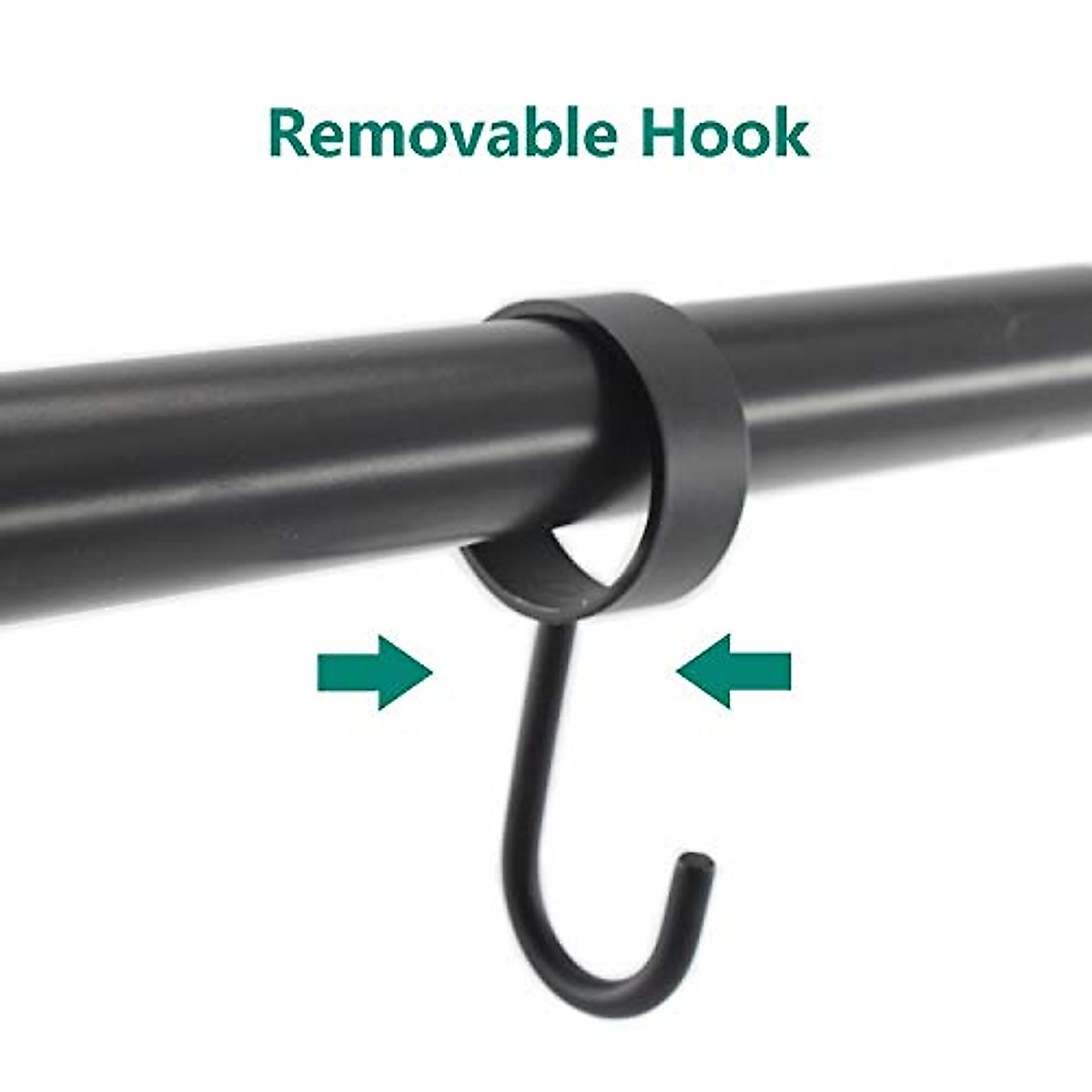 Ulifestar Stainless Steel Closet Rod Hooks, Heavy Duty Utility Hooks for Hanging Pots,Pans,Mugs,Towels,Oven Mitts,Adjustable J Typed Kitchen Hooks Fit for 32mm Rod 5 Pack Black