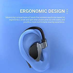 Bluetooth Headset, Wireless Bluetooth Earpiece Single Ear Headset with Noise Canceling Microphone, Hands Free Wireless Earphones for Business Driving
