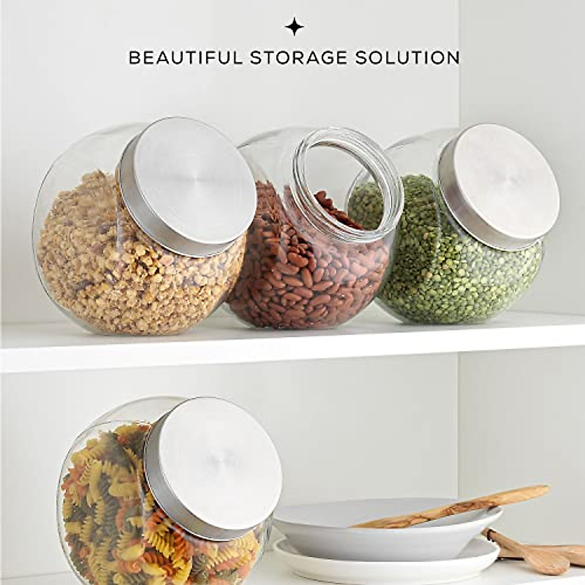 JoyJolt All-Sides Cookie Jar. Set of 2 Cookie Jars for Kitchen Counter with Lids, Candy Jar, Dog Treat Container, Laundry Detergent Container, Large Canisters, Half Gallon Glass Jar with Lid Airtight