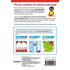 Play Smart My First Cutting Book 2+: Preschool Activity Workbook With 70+ Stickers for Children With Small Hands Ages 2, 3, 4: Basic Scissor Skills (Mom’s Choice Award Winner)