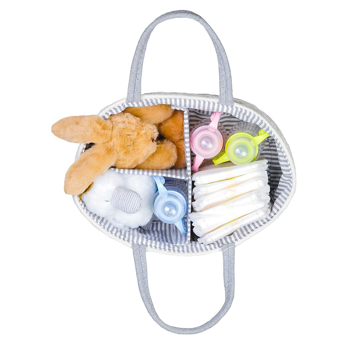 Luxury Care Baby Diaper Caddy Organizer,Rope Nursery Storage Bin for Boys and Girls,Cotton Rope Shower Gift Basket,With Canvas Bag