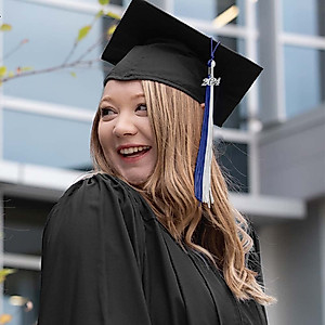 Endea Graduation Double Color Tassel with Silver Date Drop (Royal Blue/White, 2024)