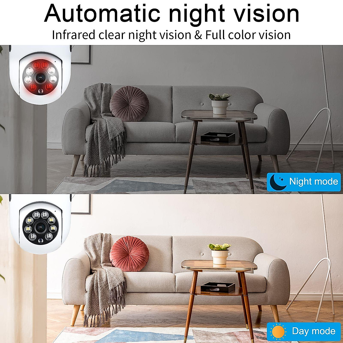 2K Light Bulb Security Camera 5GHz 2.4GHz Security Cameras Wireless Outdoor 360 Panoramic Surveillance E26/E27 Night Vision Lightbulb Camera Two Way Indoor Outdoor Compatible with WiFi (4 Pieces)