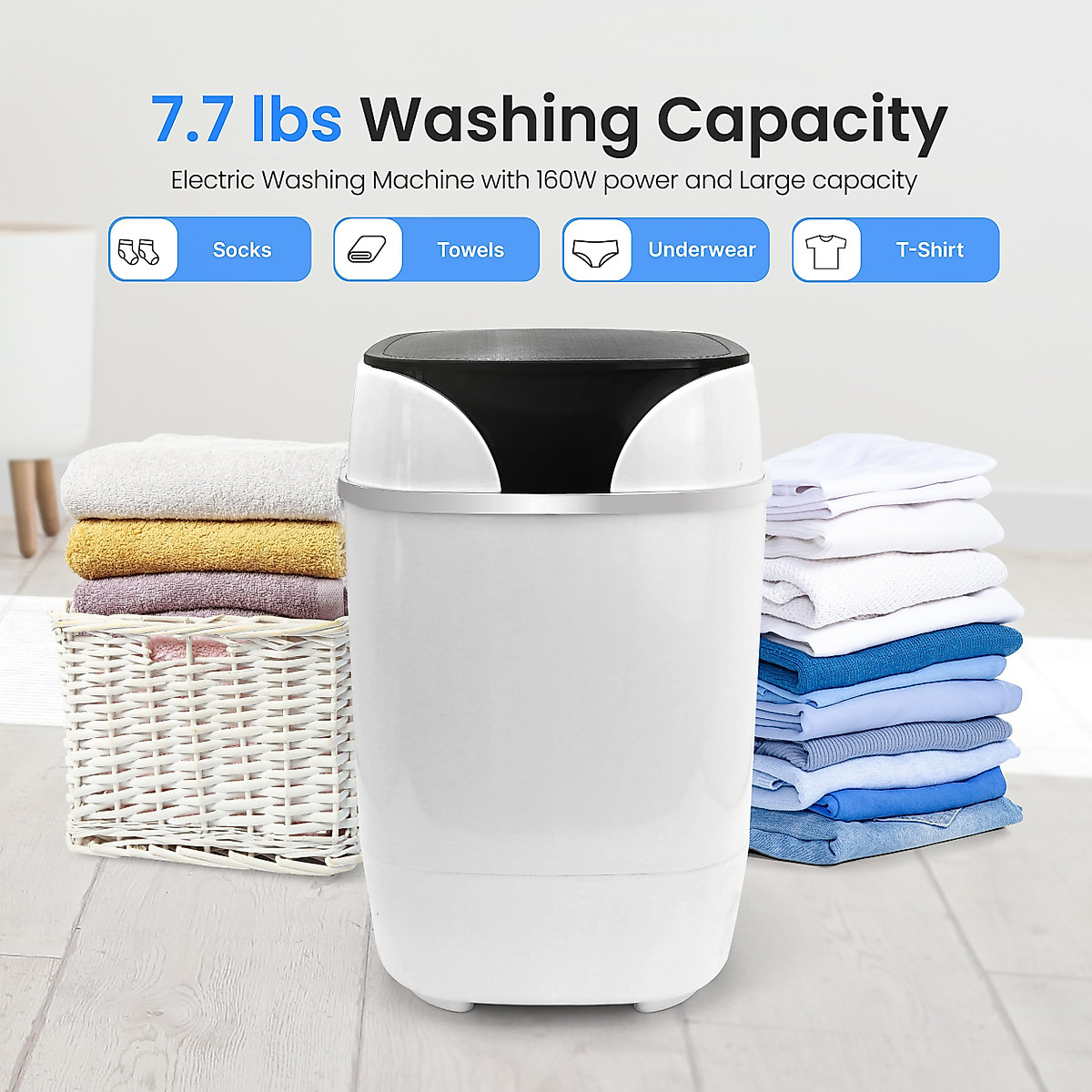 SereneLife PUCWM200 Portable Machine Full-Automatic Compact Washer with Washing Programs Ideal for RV, Dorm, Apartment (White)