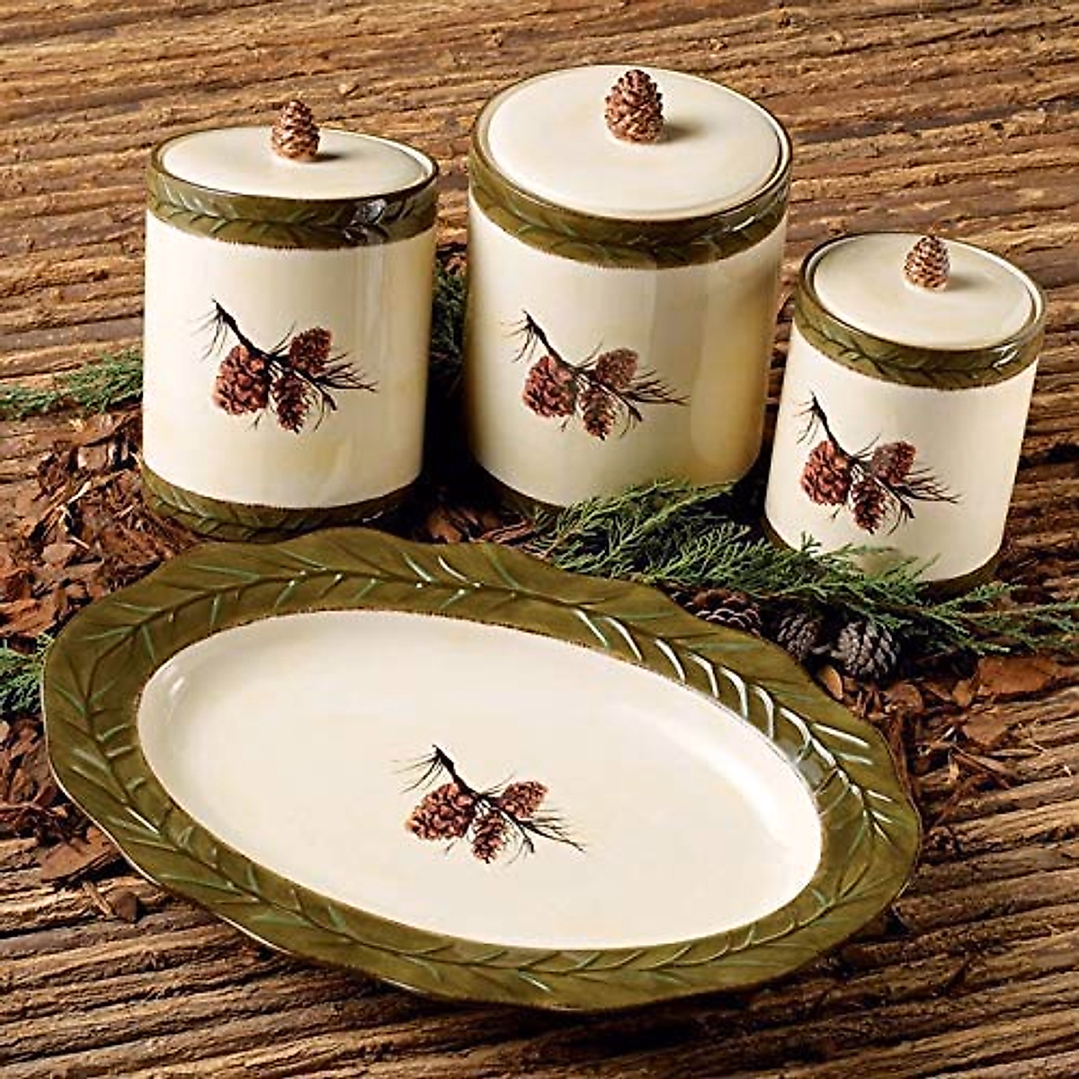 HiEnd Accents Rustic Pine Cone Serving Platter (EA)