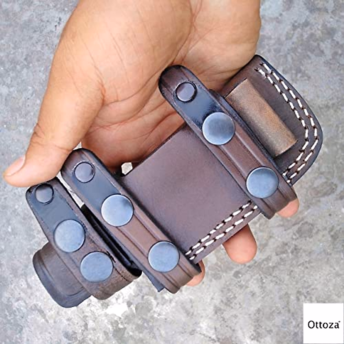 Ottoza Handmade Small Knife Sheath - Leather Knife Sheath LEFT HAND Bushcraft Knife Sheath - Hunting Knife Sheath - Survival Knife Sheath - Horizontal Carry Dark Brown TOP GRAIN LEATHER No:129