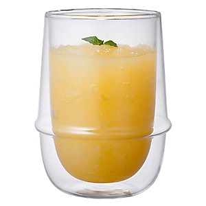 Set of 2 Double-Walled Kinto KRONOS 350 ml (11.83 fl. oz.) Iced Tea Glasses - Maintain Temperature - Prevent Condensation