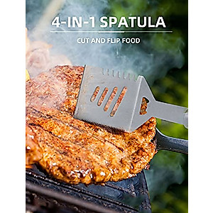 POLIGO Grill Tools Set,25Pcs Stainless Steel Grilling Accessories with Portable Case,Spatula, Tongs&Meat Knives and Fork for Dad Gifts,Professional BBQ Tools Set for Men Outdoor Camping/Backyard