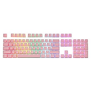 Redragon A130 Pink Pudding Keycaps, 104 Keys Standard Doubleshot PBT Keycap Set w/Translucent Layer for Mechanical Keyboard, OEM Profile, English (US) ANSI Layout